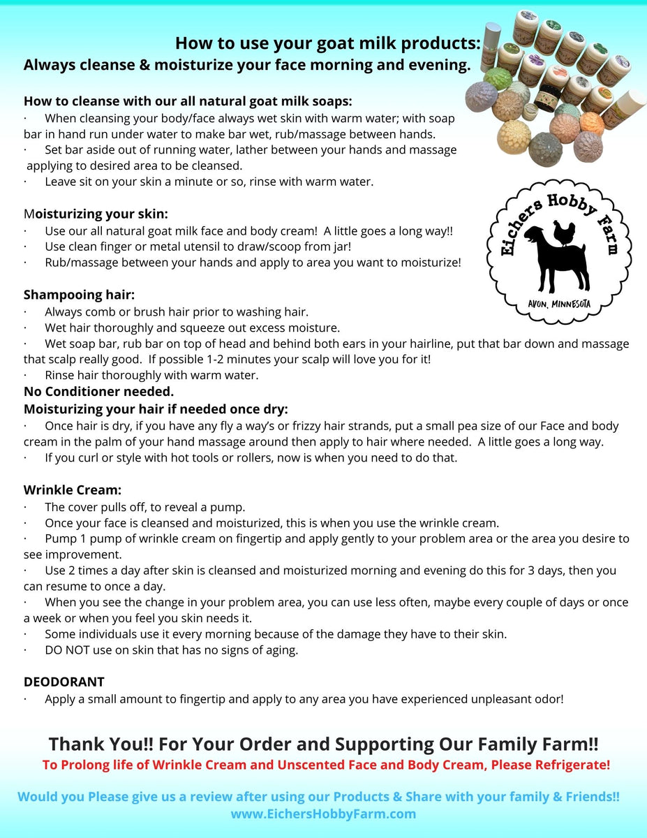 Easy How to use our Products instructions – Eichers Hobby Farm